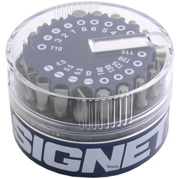 シグネット 1/4インチ 18PC マグナムビットセット・ビット長(mm)：25セット内容：プラスビット(#1,2,3)、マイナスビット(4.5,5.5,6.5,8mm)、ヘックスビット(3,4,5,6,8mm)、ヘクスローブビット(T10...