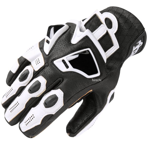アイコン ICON レザーグローブ HYPERSPORT ショートサイズ:XLカラー:ホワイト標準装備プロテクター:拳【素材】牛革、カンガルー革【特徴】HYPERSPORT GPグローブに使用されている素材は拘りぬいています。ベースの素材は...