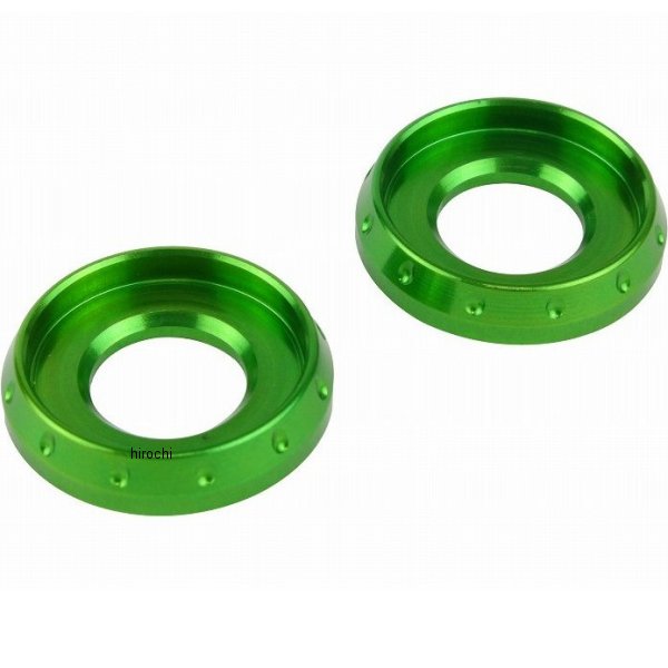 ポッシュ POSH NASAワッシャー M10カラー:ライトグリーン【サイズ】外径:21.5mm/厚み:4.5mm【使用箇所・用途(-用)】M10用【入数】2個入厚みを抑えた薄型のアルミ削り出しワッシャーです。M10のボタンキャップボルト ...
