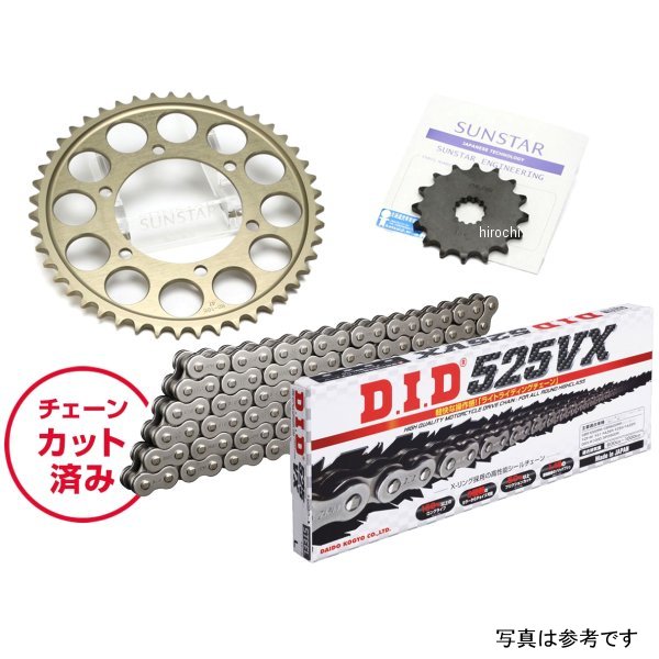 サンスター スプロケット＆チェーンキット02年-03年 ホンダ CB400SFカラー:スチールチェーンサイズ:525リンク数(L):108ジョイントタイプ:カシメ【素材】フロント:クロモリ/リア:ジュラルミン【丁数】フロント:15丁/リア:...