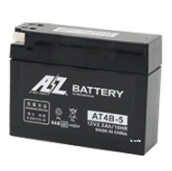 エーゼット AZ バッテリー 液入り充電済参考互換バッテリー品番:GT4B-5、YTB4-BS、FT4B-5、RBT4B-5電圧(V):12容量Ah(C10):2.3外形寸法(約mm)/長さx幅x高さ:115x40x89液入充済質量(kg)...