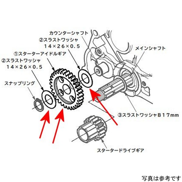 SP武川 スターターアイドルギヤ スラストワッシャー付きプライマリーキック コンプリートエンジン用付属品:スラストワッシャ【対象エンジン】CSMP-00001-00070/4SMP-00001-0000300-03-0363楽天 JP店　