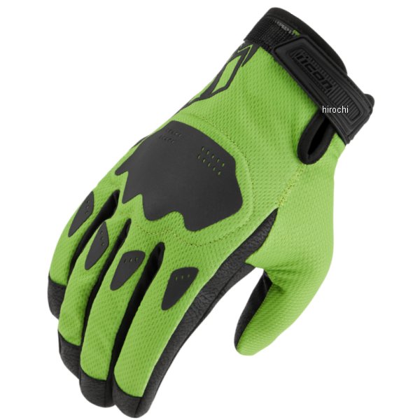 アイコン ICON 春夏モデル グローブ GLOVE HOOLIGAN CEサイズ:Lカラー:グリーン・ポリエステルメッシュ素材・手のひらAX LAREDO素材と補強・ナックルクッションガード・CE安全規格 EN 13594:2015 Le...