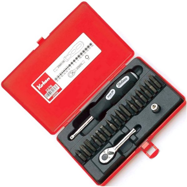 2276 1/4インチ sq. ソケットセット 19ヶ組メタルケース:W192xH122xT30mm差込角:1/4"(6.35mm)sq108P（プラスビット:1、2、3)108S（マイナスビット:4、5、6)108H（ヘックスビット:3、...
