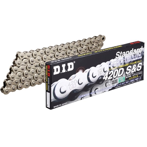 D.I.D 大同工業 チェーン 420D スタンダードシリーズチェーンサイズ:420リンク数:(92L)ジョイントタイプ:RJ(クリップ)カラー:シルバー信頼の100％日本製、冷間鍛造ソリッドブシュ採用で耐摩耗性能向上。安定した性能を発揮す...