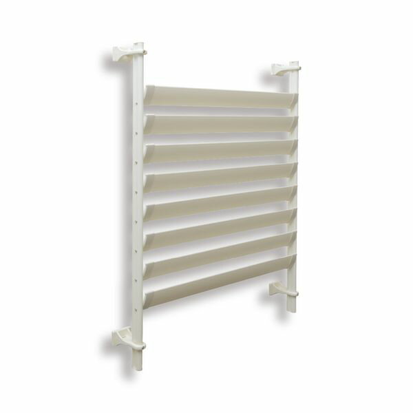 材質：PVC、PP、ASA、アルミ、ステンレス、鉄、フェライト、ポリエステルサイズ：622(W)×100〜111(D)×774(H)mm重量：1500g付属品：脱落防止紐室外機の風向きを変え、ショートサーキットの防止に役立ちます。入数：1個...