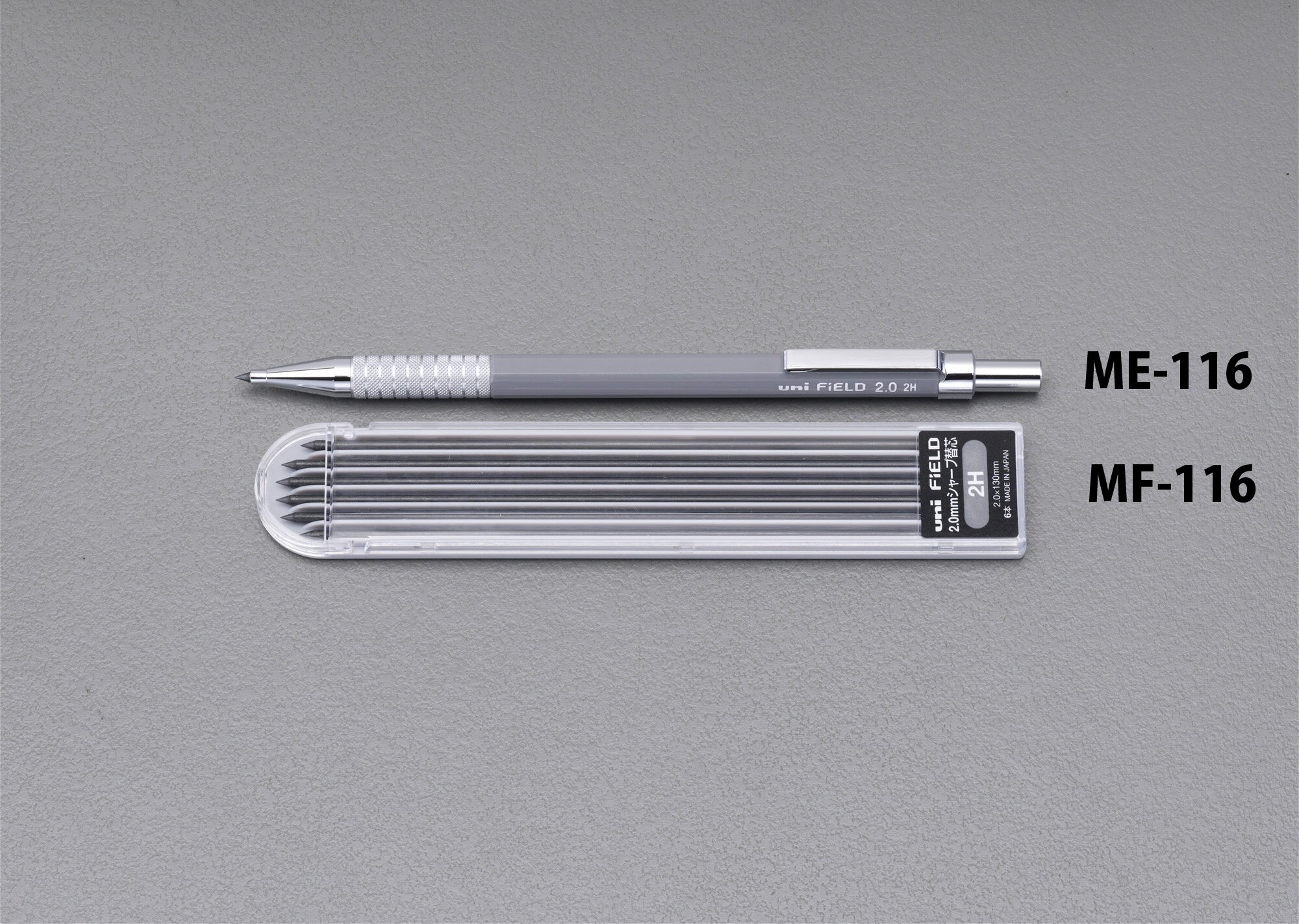 ●芯色:黒●硬度:2H●芯径:2.0mm●芯長:130mm●総重量:18.9gEA765ME-116用替芯6本入り樹脂ケース入り000012239990　