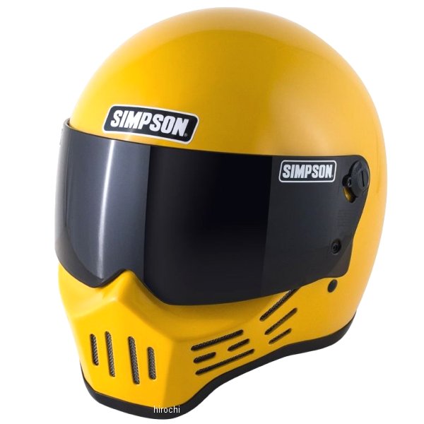 シンプソン SIMPSON フルフェイスヘルメット M30サイズ:57cmカラー:イエロー帽体:スモールシェル標準装備チークパッド厚さ:3.5cm標準装備インナーパッド厚さ:1.0cm標準装備シールド:クリアシールド【仕様説明】SIMPSO...