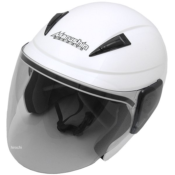 マルシン工業 Marushin セミジェットヘルメット M-520サイズ:フリー(57-60cm未満)カラー:ホワイト標準装備:ライトスモークシールド別売りオプション:スモークシールド規格:SG規格(排気量125cc以下用)【仕様説明】雨風...