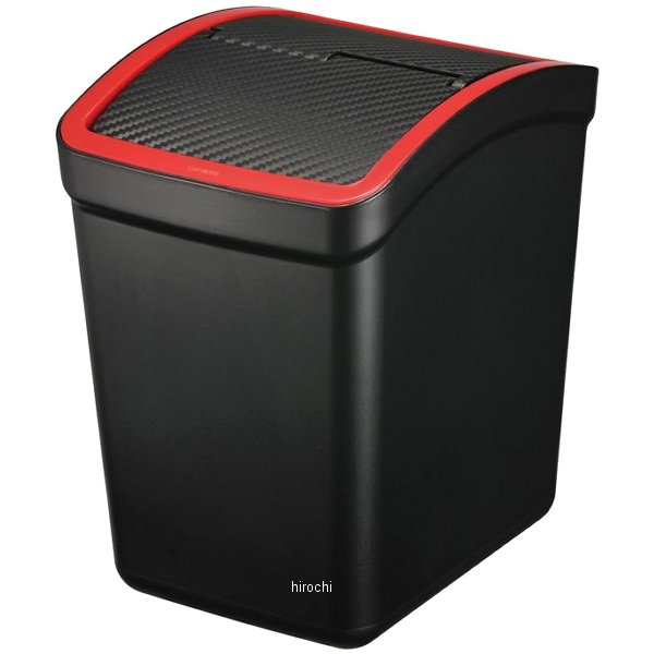 カーメイト おもり付ゴミ箱 Lカラー:カーボン調レッド製品サイズ:H230×W200×D160(mm)転倒を防止するおもり付き。ゴミがたくさん捨てられる左右独立式のスイングフタ。DZ367楽天 JP店　
