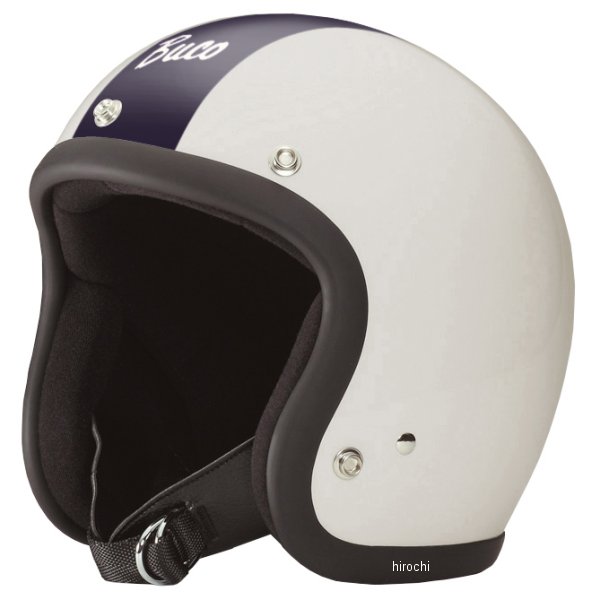 ブコ BUCO ジェットヘルメット ベビーブコ ストライプサイズ:SM(57〜58cm)カラー:アイボリー/ブラックライン帽体:SG規格アメリカの一般ライダーに向け、さまざまなグラフィックモデルを展開していた当時のコレクションから、アウター...