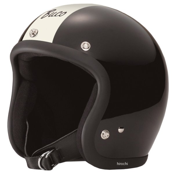 ブコ BUCO ジェットヘルメット エクストラブコ ストライプサイズ:XL(61〜62cm)カラー:ブラック/アイボリーライン帽体:SG規格アメリカの一般ライダーに向け、さまざまなグラフィックモデルを展開していた当時のコレクションから、アウ...