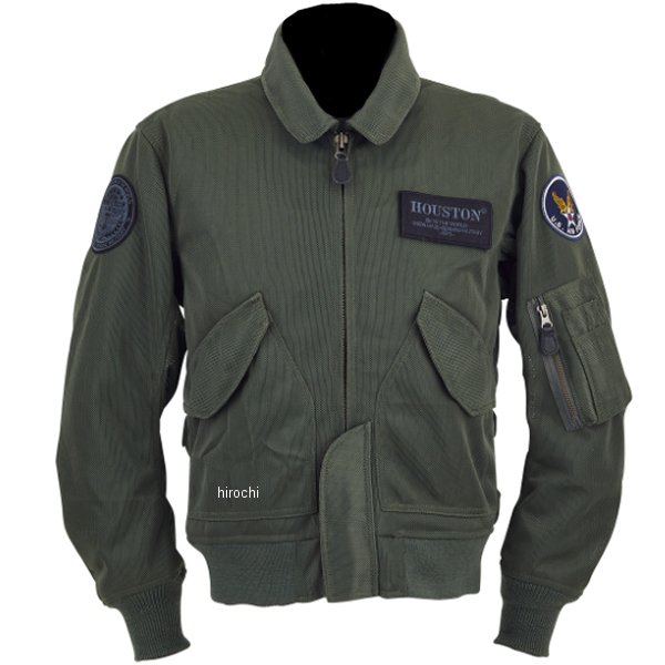 ヒューストン HOUSTON 春夏モデル ジャケット CWU-36/P M/Cサイズ:2XL(着丈71cm、肩幅51cm、胸囲126cm、袖丈68cm、袖口19cm、裾周り95cm、肘周り39cm)カラー:カーキ標準装備プロテクター:肩・肘...