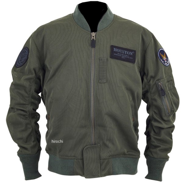 ヒューストン HOUSTON 春夏モデル ジャケット MA-1 DRAGON M/Cサイズ:M(着丈65cm、肩幅48cm、胸囲114cm、袖丈62cm、袖口19cm、裾周り83cm、肘周り36cm)カラー:カーキ標準装備プロテクター:肩・...