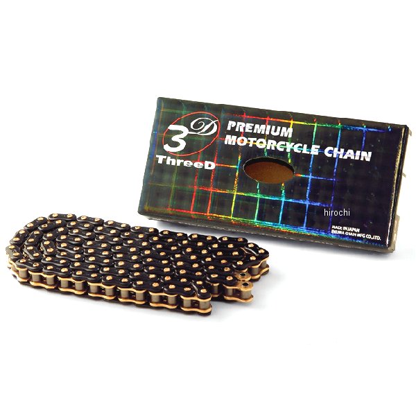 EKチェーン 江沼チェーン ThreeD 525Z 106L カシメジョイント ブラック/ゴールドチェーンサイズ:525リンク数:106カラー:ブラック/ゴールドジョイントタイプ:カシメジョイント次世代型チェーン「ThreeD スリード」は...