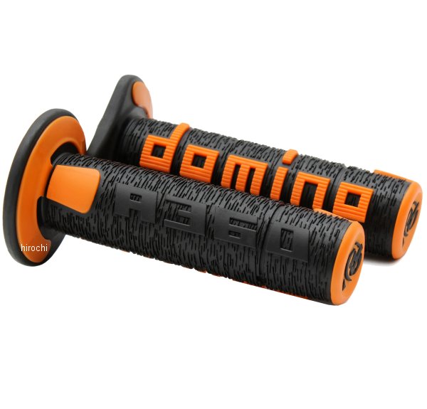 ドミノ domino グリップ オフロード A360汎用カラー:ブラック/オレンジエンドクローズタイプ左右セットサイズ:120mmイタリア製オフロードグリップ新作A360。2種類の異なる素材を使用した有機的なグリップデザインは激しいライディ...
