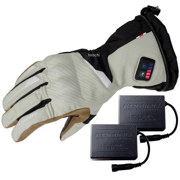 コミネ KOMINE 秋冬モデル デュアルヒートプロテクトエレクトリックグローブセットサイズ:Lカラー:ライトグレー/ブラック標準装備プロテクター:ナックル、掌【素材】表地: ナイロン、合成皮革、山羊革、PU裏地:ポリエステル中綿:ポリエス...