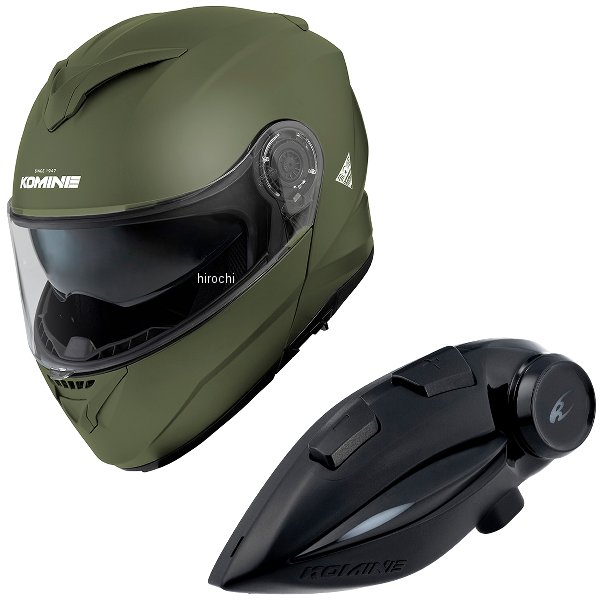 コミネ KOMINE フルフェイスヘルメット&モーターサイクルインターカムサイズ:Lカラー:オリーブ【仕様説明】システムヘルメット(HK-171)とモーターサイクルインターカム(KK-902)のセット商品です。【規格】SG/PSC【届出事業...