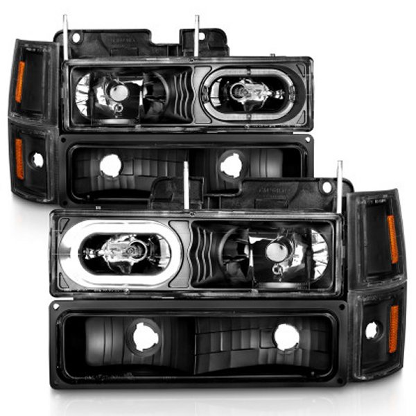 ANZO 88-98 Chevrolet C1500 Crystal Headlights Black Housing w/ Signal and Side Marker Lightsメーカー：ANZOメーカー品番：111507・掲載画像は...