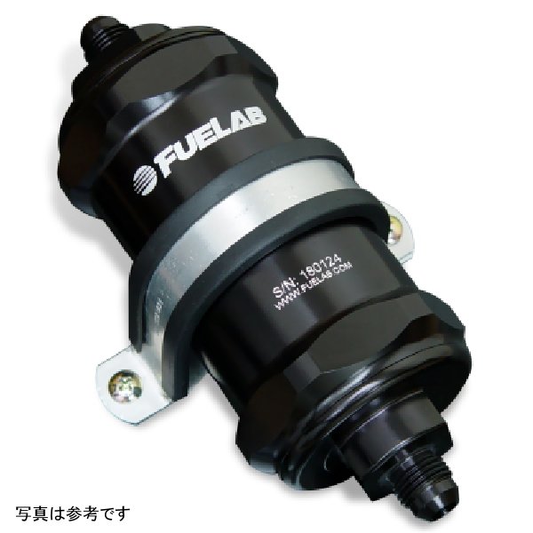 Fuelab 848 インライン燃料フィルター スタンダード -6AN In/Out 6ミクロン グラスファイバー製 チェックバルブ付き - ブラックメーカー：Fuelabメーカー品番：84831-1・掲載画像は、カタログより抜粋した参考画...