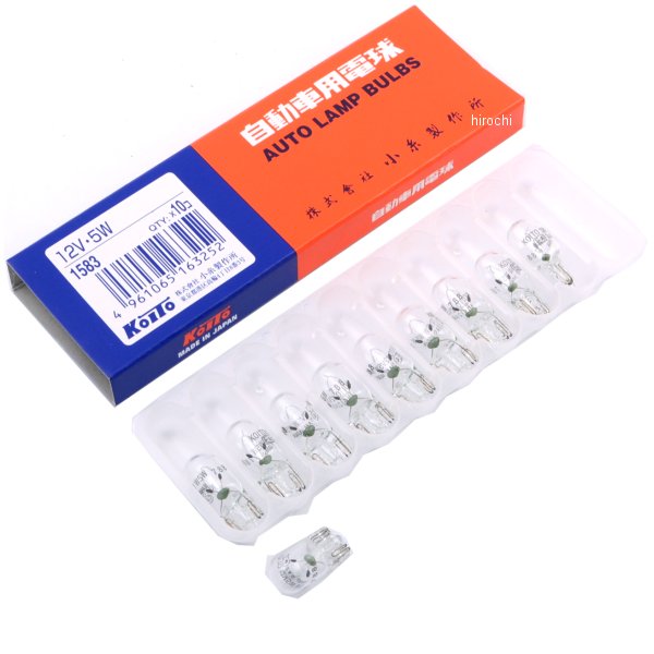小糸製作所 白熱バルブ光色:クリア定格電圧:12V5W形状:T10口金:W2.1×9.5d用途:計器灯/表示灯用(パネル・シグナルランプ)数量:10個入り1583楽天 JP店