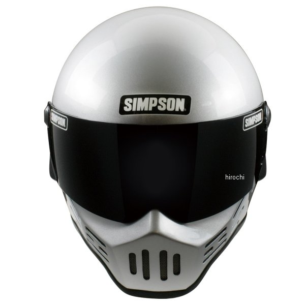 シンプソン SIMPSON フルフェイスヘルメット M30サイズ:58cmカラー:シルバー素材:軽量特殊ガラス繊維内装:COOLMAX、低反発素材スポンジ脱着式チークパッド標準装備:クリアシールドFreeStopシールド機構:無段階でシール...