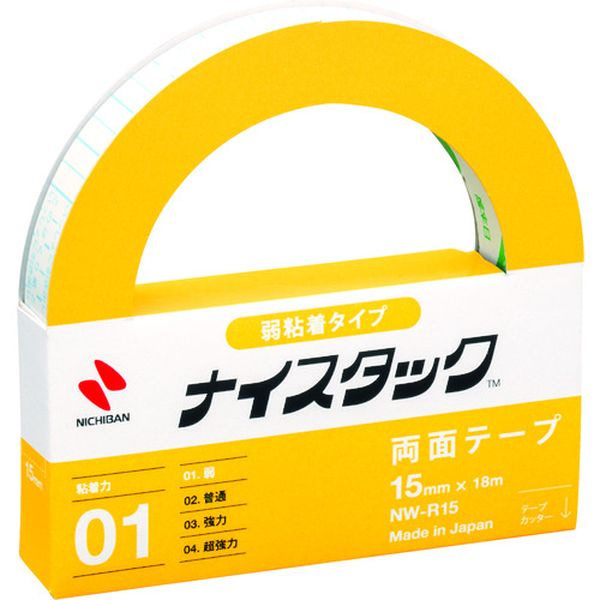 ・きれいに剥がせるタイプのナイスタック[[(R)]]です。・貼り直しができ、はがした後にのりも残りません。・画鋲やピンを使わず貼り直しができ、正確に貼れます。・小型ポスター、連絡、伝言などの仮止め。・幅(mm)：15・長さ(m)：18・厚さ...