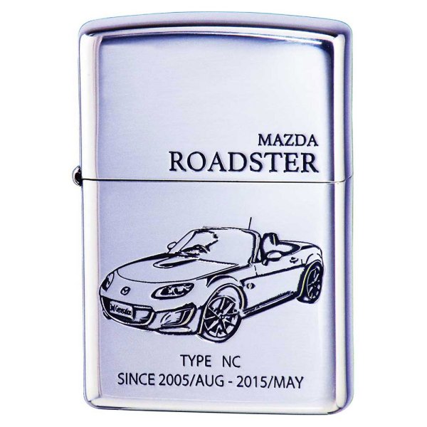 MAZDA マツダ Zippo ROADSTER NC・サイズ:#200使用　約W35×H55×D13mm・素材:鉄・加工:エッチング・銀イブシ【商品紹介】世界で唯一マツダだけが量産に成功したロータリーエンジンを載せたピュアスポーツカー。世...
