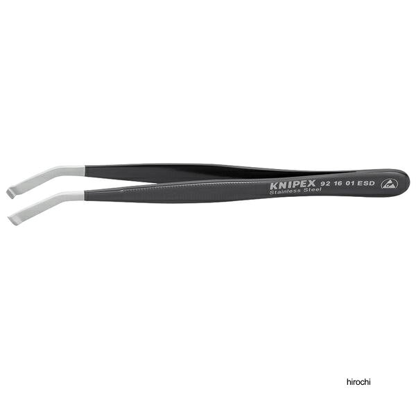 クニペックス KNIPEX 精密ピンセット 120mm・ESD：拡散性10^4/10^9・全長×幅×高さ（mm）：120×10×14・材質：ステンレス・握り：リブ無・形状：35°曲がり・掴み部：ギザ無・チップ幅（mm）：1.50×3.80・...