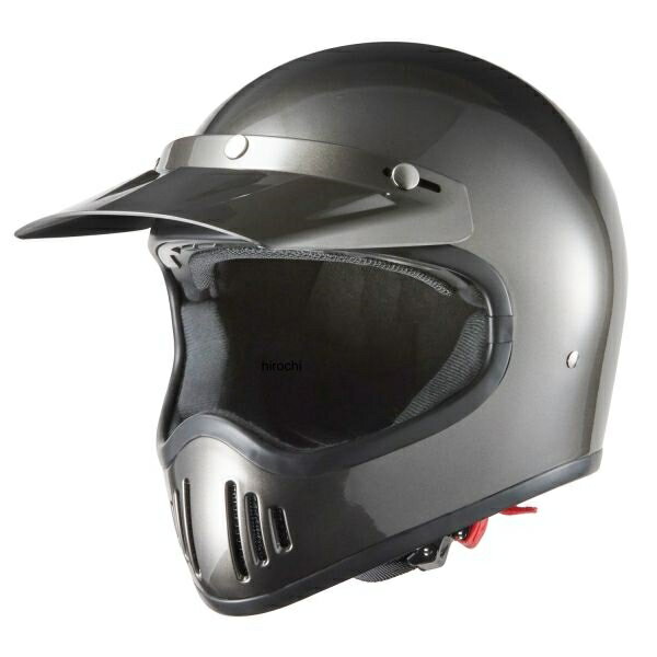 NBS バイクパーツセンター A-728 ビンテージフルフェイスヘルメット XL ガンメタリック・バイザー付きで日差しを防ぎ眩しさを軽減。・着脱と調整が簡単なラチェット式ワンタッチバックルを使用。・見た目もレトロでかっこいいフルフェイスヘル...