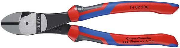 クニペックス 強力型斜ニッパー(硬線用) (SB)・長さ(mm)：200・切断能力(軟線；φmm)：4.0・切断能力(中硬線；φmm)：4.2・切断能力(硬線；φmm)：3・切断能力(ピアノ線；φmm)：2.5コンフォートハンドル：二種類の...