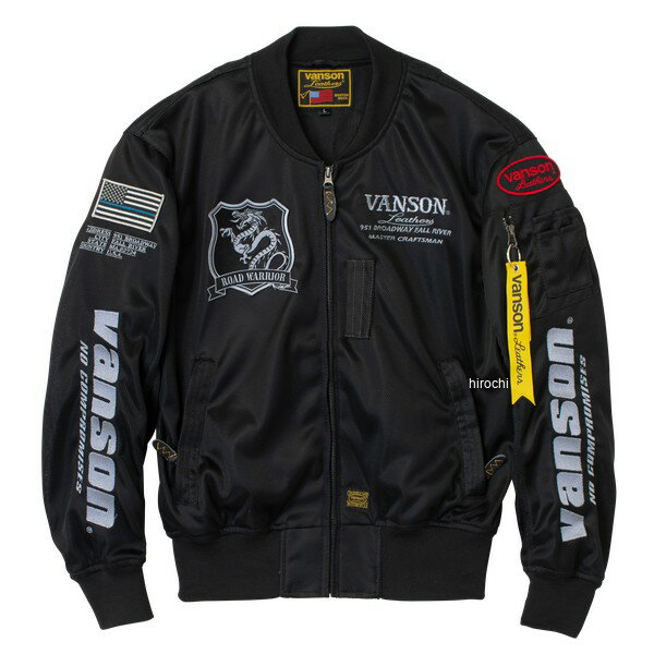 バンソン VANSON 2026年春夏モデル メッシュMA-1ジャケット Mサイズ BK/SVサイズ：Mカラー：ブラック/シルバー素材:ポリエステルメッシュ+ストレッチ本体生地は、表地裏地共に通気性の良いフルメッシュ仕様。装飾は刺繍仕上げ。...