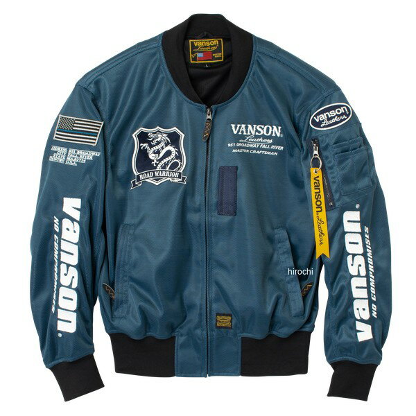 バンソン VANSON 2026年春夏モデル メッシュMA-1ジャケット 2XLサイズ NV/WHサイズ：2XLカラー：ネイビー/ホワイト素材:ポリエステルメッシュ+ストレッチ本体生地は、表地裏地共に通気性の良いフルメッシュ仕様。装飾は刺繍...
