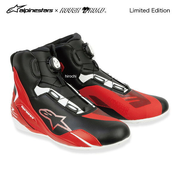 カラー:ブラック/レッド26.0サイズAlpinestarsとROUGH&ROADのコラボレーションオリジナルデザインの限定生産モデル。均一な締め付けと微調整が可能なBOA® Claw Jar Systemを採用し、通気性・快適性も重視した...