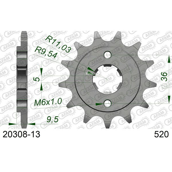 アファム AFAM フロントスプロケット 13T/520 ホンダ 84年-87年 XL35084年-87年 ホンダ XL350歯数[丁数]：13Tチェーンサイズ：520材質[素材]：スチール20308-13楽天 JP店