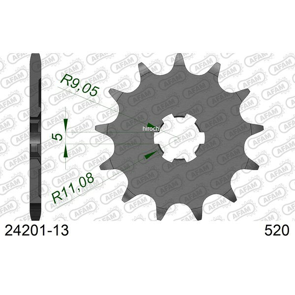 アファム AFAM フロントスプロケット 13T/520 カワサキ 03年-06年 KLX110 等02年-07年 カワサキ KSR11003年-06年 カワサキ KLX11090年-02年 カワサキ KSR-2 80cc 90年-02年 ...