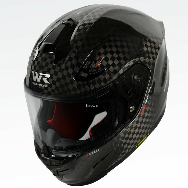 ウインズ WINS フルフェイスヘルメット A-FORCE RR 12K Mサイズ：MMFJ公認、3D AirTech風の巻き込みを抑える 一体型チークパッド+チンスポイラー（同梱）集中力を持続させるためのベンチレーション（フロント+サイド...