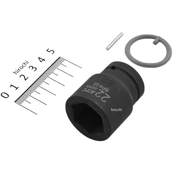 12.7sq インパクトレンチ用ソケット(標準)22mm付属のピン・リング付です。BP4-22P-KC楽天 JP店　