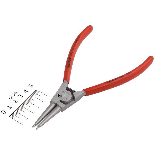 クニペックス 軸用スナップリングプライヤー 直・長さ(mm)：180・使用範囲(シャフト外径φmm)：19-60・先端の軸径(mm)：2.0直径19-60mmの軸用スナップリングの取り付け、取り外しに鍛造により大変頑丈です。滑りにくい先端チ...