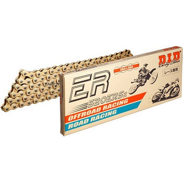 D.I.D 大同工業 チェーン 415ERZ レース用 ERシリーズ03年-07年 チョイノリチェーンサイズ:415リンク数:(128L)ジョイントタイプ:RJ(クリップ)カラー:ゴールドMOTO3に対応したレース用ノンシールチェーン。ミニ...