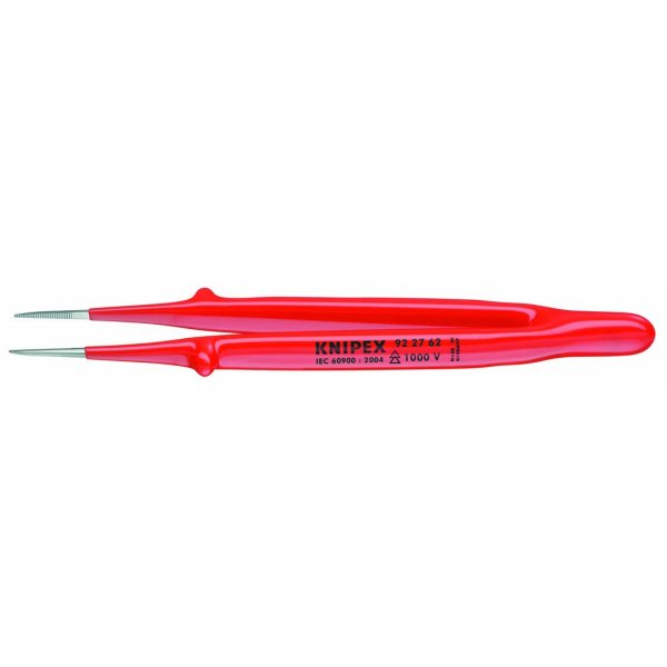 クニペックス 絶縁精密ピンセット 150mm・長さ(mm)：150様々な場面で使いやすい汎用性の高いタイプ。ストレートタイプ先端は幅が狭いタイプつかみ面は滑り止めの細かい網目すじ入り。ボディーは磨き処理の施されたニッケルメッキによるミラー仕...