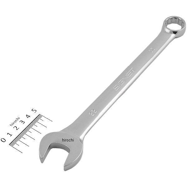 シグネット 22mm コンビネーションレンチ・サイズ(mm)：22・メガネ部幅(D1；mm)：32.5・スパナ部幅(b2；mm)：45.0・全長(L；mm)：293・メガネ部厚み(A1；mm)：12.6・スパナ部厚み(t2；mm)：9.0・...