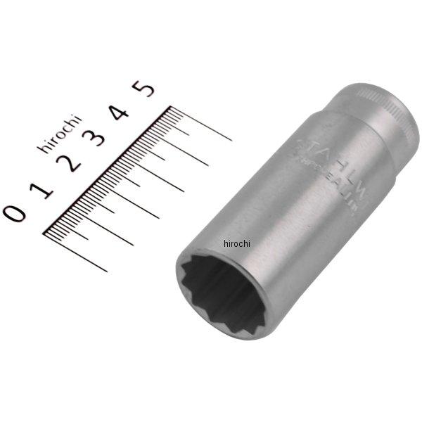 スタビレー 3/8インチsq ディープソケット (12角) 16mmAS-drive(面接触)で、より高品質なHPQシリーズの3/8"SQディープソケット。12ポイントタイプ。サイズ：16mm全長(L)：60mmソケット部外径(d1)：21...