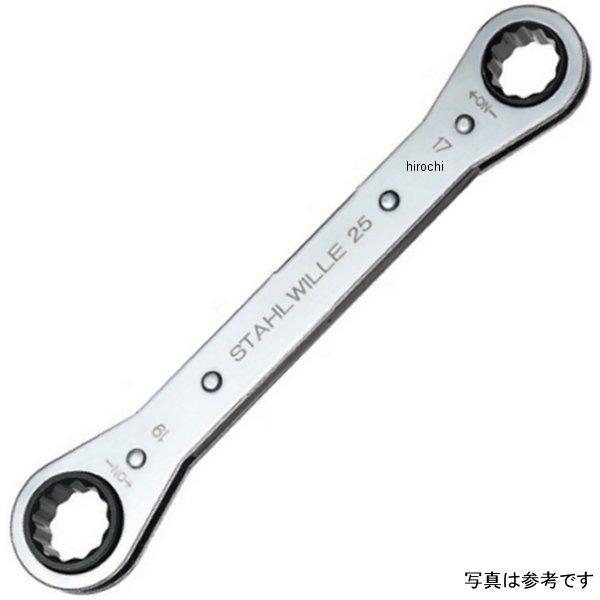 25-9X10 スタビレー STAHLWILLE 板ラチェットメガネです。ギア数：16山(9mm側)、18山(10mm側)サイズ：9X10mm全長(L)：139mmメガネ部巾(小)(d1)：20mmメガネ部巾(大)(d2)：23mmメガネ部...