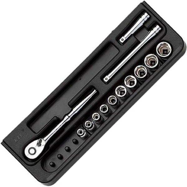 TB210 6.3sq ソケットレンチセット (13点)ソケット(6角)：B2-05、055、06、07、08、10、11、12、13、14ラチェットハンドル：BR2Eエクステンションバー50：BE2-050、100：BE2-100樹脂成形...