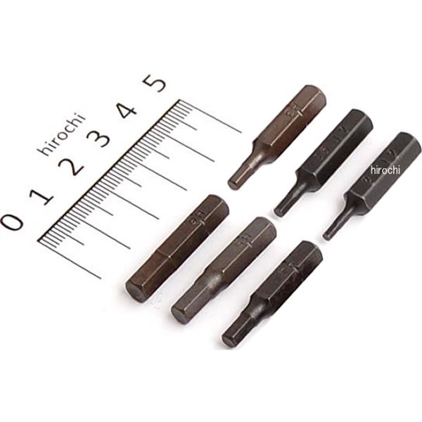 6角ビット2mm、2.5mm、3mm、4mm、5mm、6mm(全長30mm)板ラチェット差替えドライバ(TMDB8、RM22、RM32)に使用可能な軸対辺6.3mmのビットセットです。トルクドライバ(GDP-080からGDP-450)にも使...