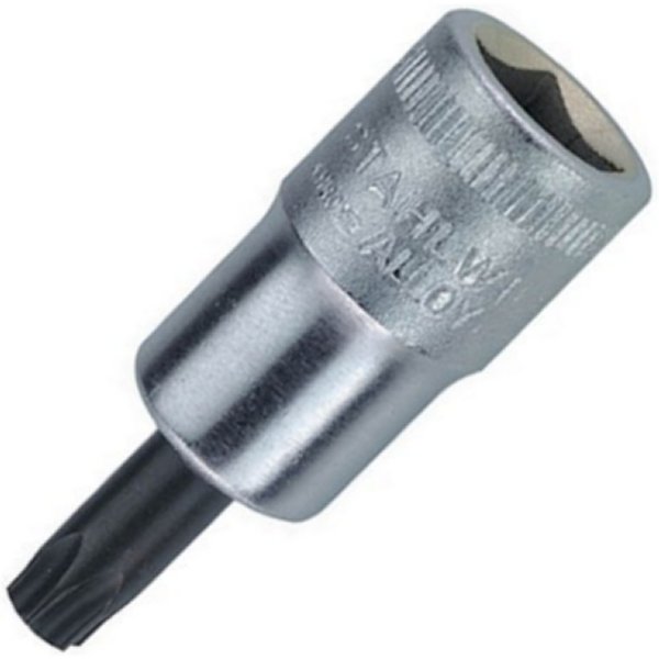 スタビレー 3/8インチsq ヘクスローブビットソケット (T型) T25頑丈な圧入式の3/8"SQトルクスビットソケット。サイズ：T25先端外形寸法：4.40mmねじサイズ：M4.5-5全長(L1)：49mm軸長(L2)：17mmソケット...