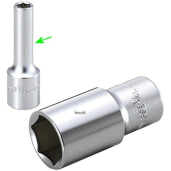 ディープソケット(6角) インチ 対辺 1/4インチ 長さ 54mm 差込角 9.5mm (3/8インチ) 3SB-08L楽天 JP店