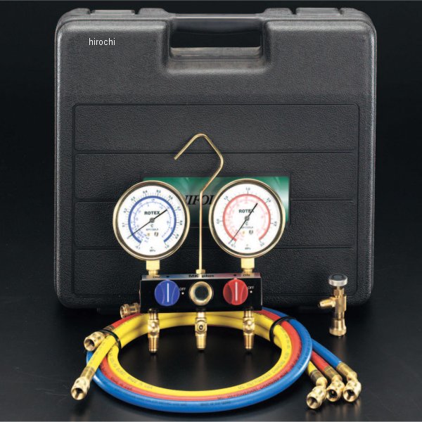 適用冷媒：R12、R22専用圧力計：-0.1から3.0MPa連成計：-0.1から1.0MPa接続ポート径：UNF7/16-20(1/4"フレア)チャージホース：100cmX3本ゲージ径：φ80mmコントロールバルブ：1個付サイトグラス付ボー...