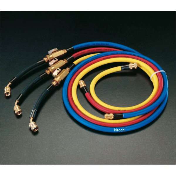 使用圧力：5.08MPa適用冷媒：R404A、R407Cねじサイズ：UNF7/16-20(1/4"フレア)全長：120cmカラー：赤、青、黄入数：各色1本000012002036　